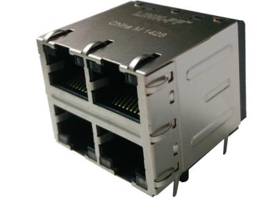 중국 6368511-1 모듈라 잭, Leds, 기가비트 RJ45 6368511-2를 가진 2X2가 자기학에 의하여 겹쳐 쌓였습니다 판매용
