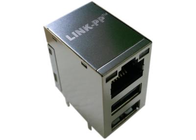 Chine La Base-T du l'À travers-Trou 100 de connecteur d'ARJE-0029 RJ45 USB RJ45/double USB a empilé à vendre