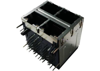 China ARJM22A1-A12-AA-EW2 stapelte 2x2 Hafen Magjack 8P8C Rj45 abschirmte 10/100 Basis - T zu verkaufen