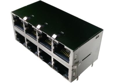 China Staplungsverbindungsstück 74F-2001GYD3NW2NL RJ45 10/100 BASE-T 2X4 Jack mit magnetischem zu verkaufen