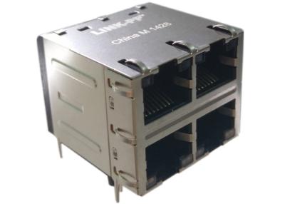 Cina 0879-2C2R-54 ha impilato la Base-t 1000 di RJ45 Magjack 4Port con la destra di angolo di foro in vendita