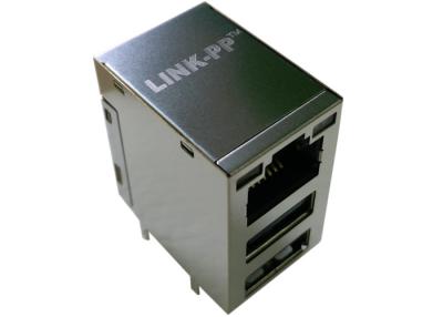 Cina Linguetta di RU1-161A9WGF RJ45 su sopra la pila di USB 2.0 attraverso il foro 10/100/1000Base-T in vendita