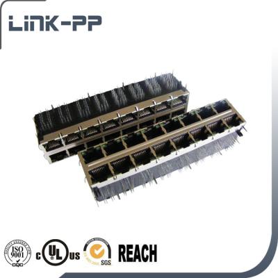 중국 겹쳐 쌓인 RJ45 DU8T20103 10/100Base-T RJ45 2x8는 자기학 잭을 통합했습니다 판매용
