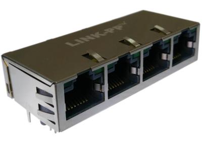China Aba-acima do porto do quadrilátero do conector 1000Base-T 1x4 do Multi-porto RJ45 de RJMG214034460NR à venda