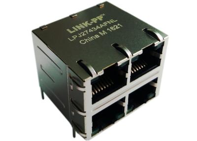 중국 2x2 RJ45 십자가 XMH-2216D3042-1 연결관 4x10/100Mbps가 LPJ27434AFNL에 의하여 겹쳐 쌓였습니다 판매용