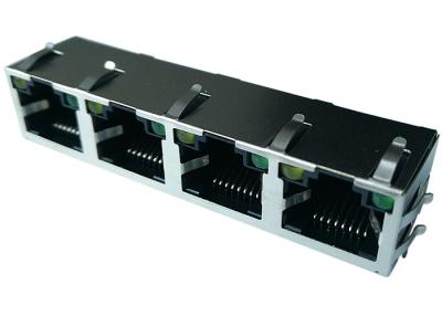 중국 LED 래치를 가진 1x4 Rj45 8P8C 방패 - 아무도 높은 쪽으로 - 자기학 판매용