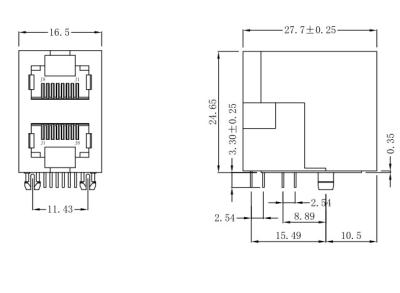 China El zócalo 2x1 LPJE17208XNNL de Ethernet de E5908-0T0343-L apiló conectividad de la hembra del RJ45 Jack en venta