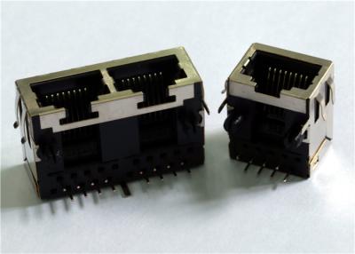 中国 控えめな12.2mm Rj45 1x2 8P8C THTの盾はLEDs LPJEF132CNLイーサネット二倍になりません 販売のため