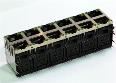中国 イーサネット8P8C女性ジャックの上下のLEDsが付いているConn Rj45 2x6 12の港のR/A盾 販売のため