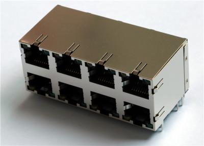 중국 0810-2H4R-BG-F 연결관 10/100BaseT R/A 겹쳐 쌓인 RJ45의 2x4 항구 LPJ47312A43NL 판매용