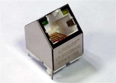 China Solo conector Rj45 del PWB del puerto del ángulo 45° a Ethernet 8P8C protegida con el LED en venta