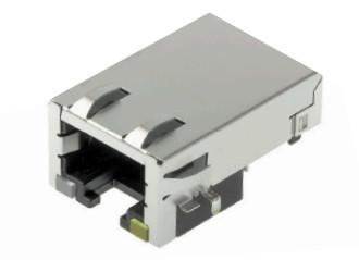 China 1840437-1 Conector Gigabit RJ45 de plano medio blindado con LED en venta