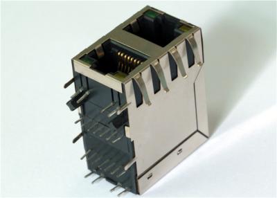 China Gigabit doble Magjack de Ethernet del zócalo de 1000Base-T Rj45 0845-2D1T-S4 en venta