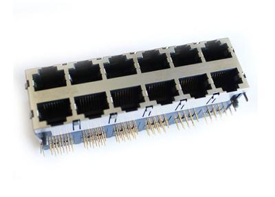중국 RJGE-12MD6110-R는 2의 x 6 기가비트 RJ45 잭 LPJG67547CNL 다 항구를 회로 보호했습니다 판매용