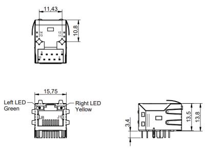 中国 タブアップ 1000 ベース-T RJ45 女性コネクタ 74991114412 シングルポート 販売のため