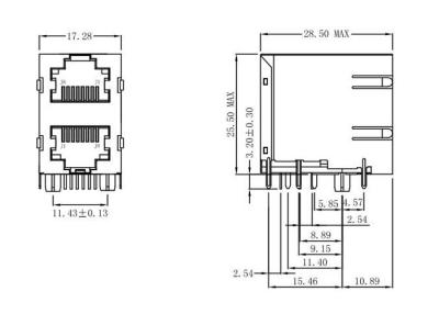 Chine E5908-4V0S54-L a empilé l'Ethernet 2x1 LPJE17208CNL protégé par ports de RJ45 8p8c à vendre