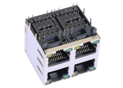 중국 2041376-2 LED LPJE107-5AHNL를 가진 방패를 가진 2x2 다 항구 RJ45 잭 판매용