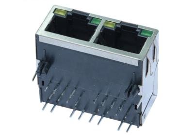 중국 XRJM-S-02-8-8-1 Rj45 모듈라 잭 LED LPJE201AGNL를 가진 1개 x 2개의 항구 방패 판매용