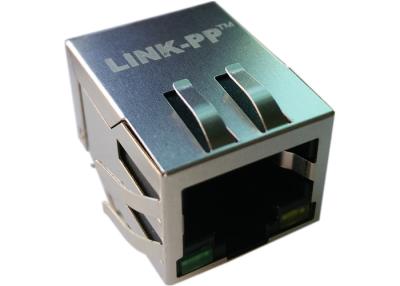 China Etiqueta de HJF11-2450E-L11 1X1 abajo multi - vire RJ45 hacia el lado de babor Jack con G/G LED LPJE160GFNL en venta
