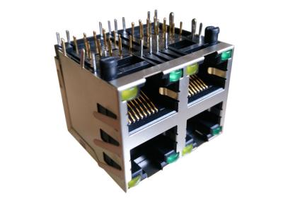 中国 盾LPJE107-3AGNLが付いているRJSAE-5381-04 2x2の複数の港RJ45の側面の記入項目PCBジャック 販売のため