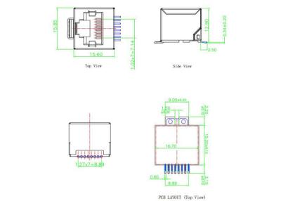 중국 1-338088-3 수직 RJ45 SMD 모듈라 잭 8P8C 방패 LPJ29971 판매용
