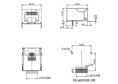 中国 RJLSE-4X38101T RJ45は港SMT 8P8Cの盾モジュラー ジャックLPJE02XDNLを選抜します 販売のため