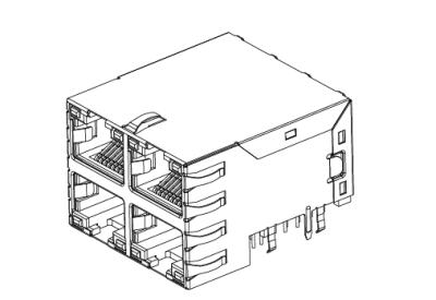 China 2250742-1 2.5G BASE-T 2x2 Conector RJ45 apilado con LED en venta