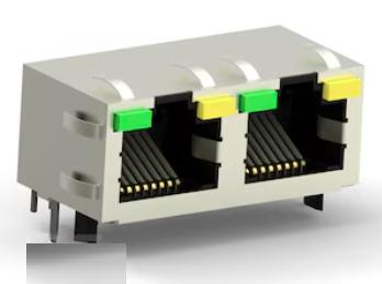 China 6116353-4 / 6116353-1 RJ45 Modulaire Jack 1x2 Afgeschermd Paneel Aarde Met LED Te koop
