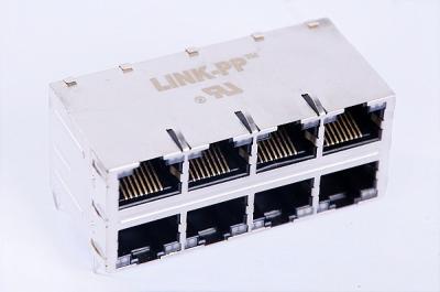 중국 RJ45 2 x 직행 구멍 0810-2H4R-N9를 가진 4가 10/100BaseT에 의하여 RoHS 항구 겹쳐 쌓였습니다 판매용