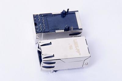 China 0826-1X1T-GJ-F 1X1 magnetisches RJ45 Jack 10/100BaseT PoE+ mit Vorsprung oben zu verkaufen