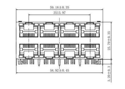中国 M4-ZZ-0048は2.5G基盤が付いている2x4 RJ45のコネクターを- T LPJ2G47537B47NL積み重ねました 販売のため