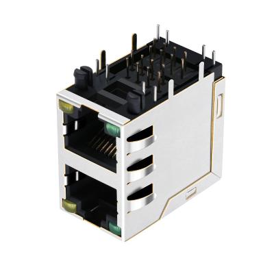 Το κράμα χαλκού RJ45 2x1 LPJ17206AHNL συσσώρευσε τους μορφωματικούς γρύλους
