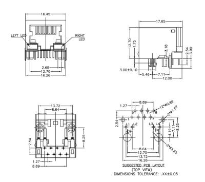中国 RoHS迎合的なXRJDB-S-01-8-8-1 1x1の港控えめなRJ45ジャック 販売のため