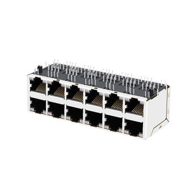 中国 XMD-45048-46M151-TEJ 8P8Cは磁気学のコネクターLPJE265A4NLなしでRJ45 2x6を積み重ねた 販売のため