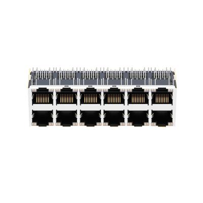 中国 XMD-45048-46M151-TEJ 8P8Cは磁気学のコネクターLPJE265A4NLなしでRJ45 2x6を積み重ねた 販売のため