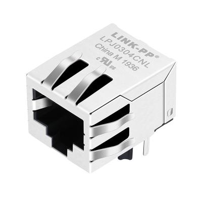 중국 LEDs LPJ0304CNL를 가진 아래로 SI-63003-F 1X1 항구 탭 RJ45 모듈라 잭 판매용