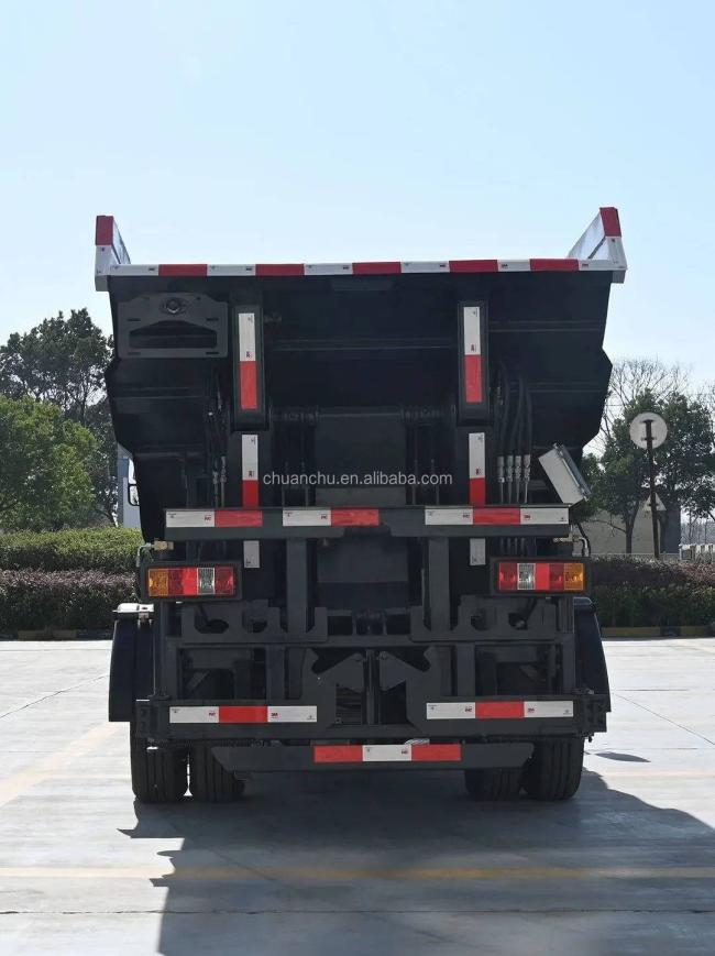 Pure electric self-loading garbage truck battery compartment