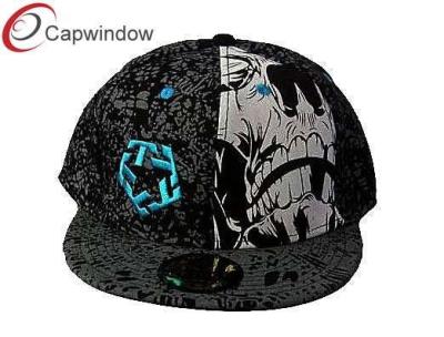 Cina Berretti da baseball neri di Snapback del cotone che stampano CON la fascia di rinforzo in vendita