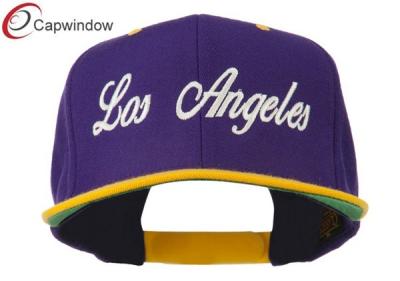 Cina Berretti da baseball porpora di Snapback ricamati Los Angeles dell'oro con lana e la miscela acrilica in vendita