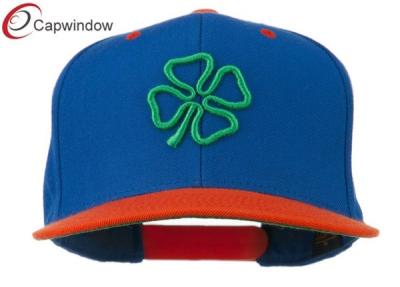 Cina Il trifoglio reale dell'arancia 3D ha ricamato due berretti da baseball di Snapback del tono in vendita
