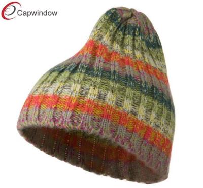 China Der Beanie-Winter-Hüte der grünen Regenbogen-Frau multi mit reinem Acryl zu verkaufen