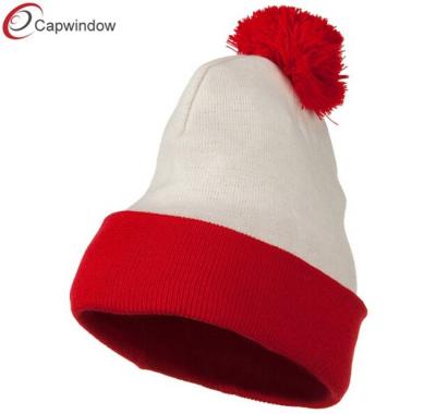 China Rote weiße lange Beanie-Winter-Hüte verdoppeln Schichten mit reinem Acryl zu verkaufen