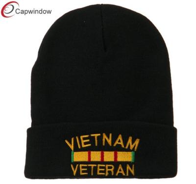 Cina Veterano nero lungamente tricottato del Vietnam del Beanie dei cappelli acrilici di inverno ricamato in vendita