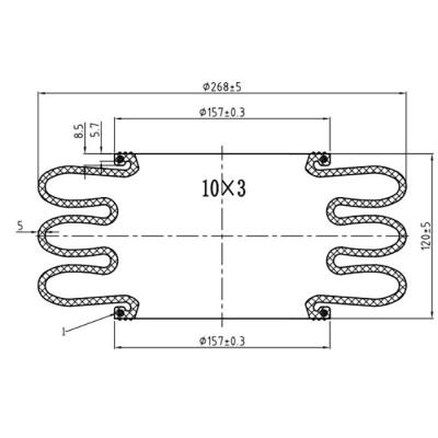 중국 3중 회선 10×3 산업 공기는 내화 석재 W01-R58-4047 던롭 SP 258 고무 벨로우즈를 튀게 합니다 판매용