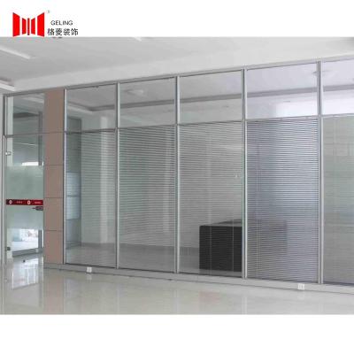 China Double Fixed Clear Aluminum Frame Toughened Glass Partition Wall Removable Fixed Partition Wall 80mm Fixed Compartment for sale