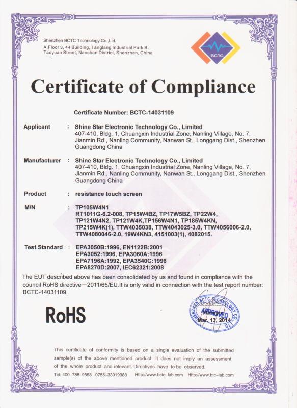 ROHS - Shenzhen Wang Xin Yuan Electronic Technology Co., Ltd.