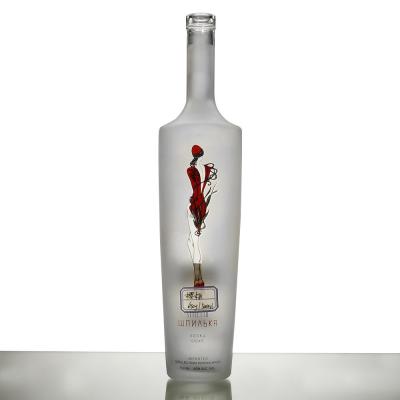 Cina 1 litro superficie opaca manipolazione bottiglia di liquore per brandy gin whisky verniciatura colore oro in vendita