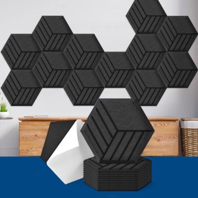 China Polyester fiber honeycomb type DIY cutting acoustic panel for home decoration of living room for sale
