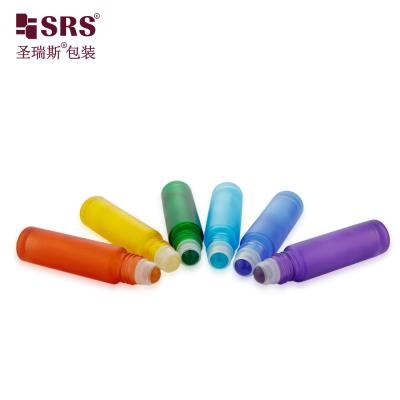 China BLPM-10ml Manufacture Rainbow Colored Customization Options Surface Frosted Handling Empty Glass Roller Bottle 10ml With jade ball For Anti Itch Perfume Oil for sale