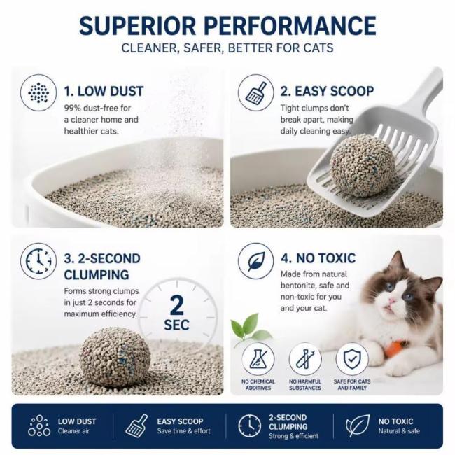Cat Litter Sand OEM Factory Natural Ecological Dust-Free Bentonite Cat Litter Premium Arena Para Gatos 0